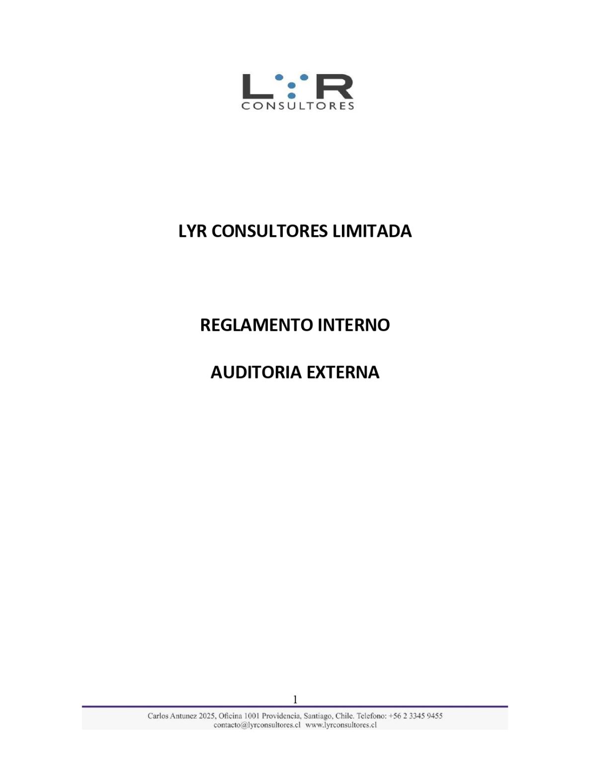 Reglamento Interno - Auditoría Externa | LYR Consultores